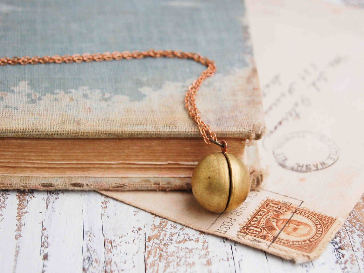 Brass Round Secret Message Locket Pendant 22 inches – Hamilton Wood ...